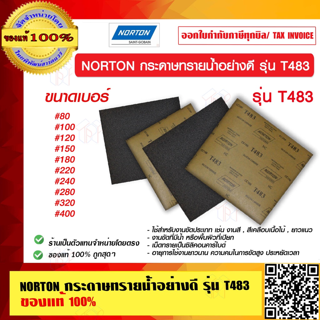 NORTON กระดาษทรายน้ำอย่างดี รุ่น T483 | Shopee Thailand