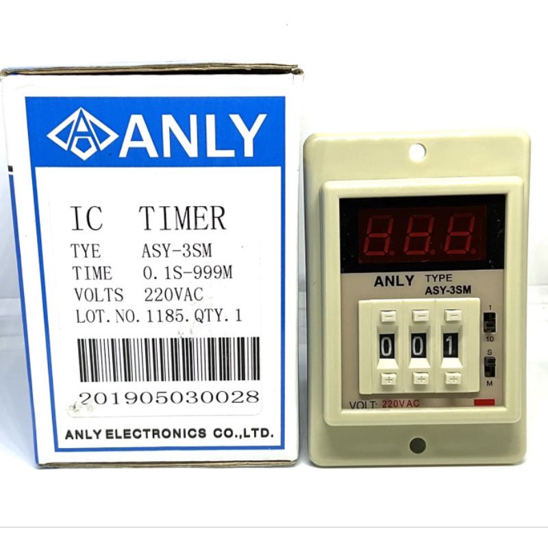 TIMER ทามเมอร์ รุ่น ASY-3SM ตั้งเวลาตั้งแต่ 0.1S ถึง 999M 220VAC (ยี่ห้อ ANLY) คุณภาพดีมาก ...