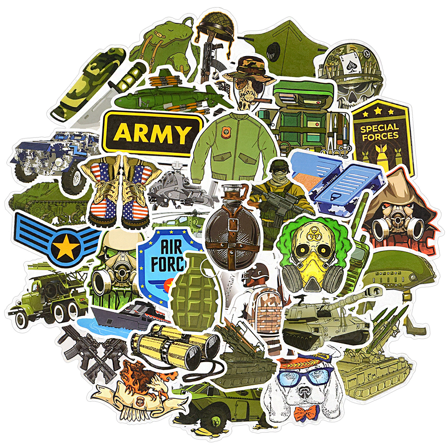 50 PCS Military Graffiti Sticker Pack Cool Soldier Car Stickers and ...