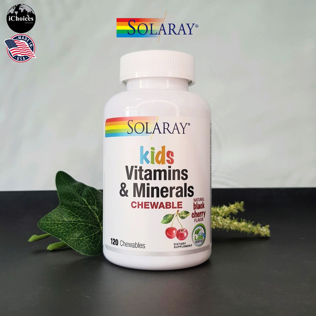 วิตามินและแร่ธาตุแบบเคี้ยว สำหรับเด็ก Solaray® Kids Vitamins & Minerals ...