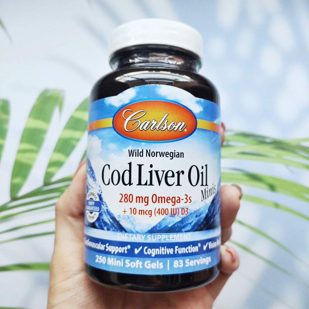 Wild Norwegian Cod Liver Oil Minis, 250 Mini Soft Gels (Carlson) น้ำมัน ...