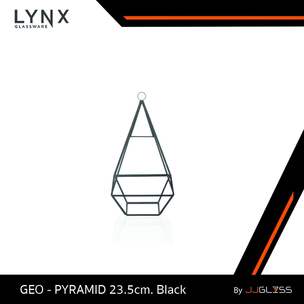 JJGLASS - ( LYNX ) GEO - PYRAMID 23.5cm. Black - แจกันแขวน ทรงเรขาคณิต ...