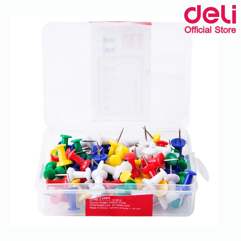 Deli Push Pins 0021 DLหมุดสีเย็บกระดาน บรรจุ 35 ตัว/กล่อง | Shopee Thailand