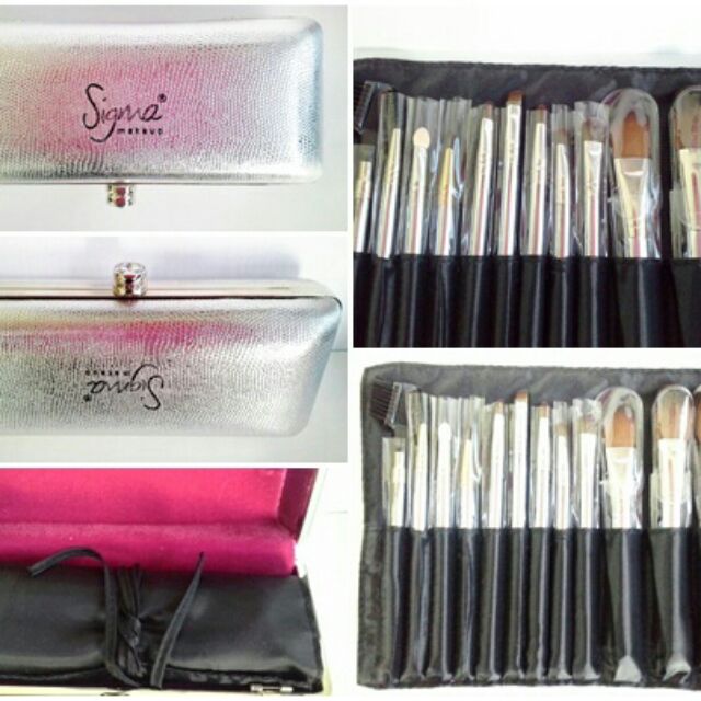 เซทกระเป๋าแปรง Sigma make up 12 ชิ้น กระเป๋าหรูสีเงิน | Shopee Thailand