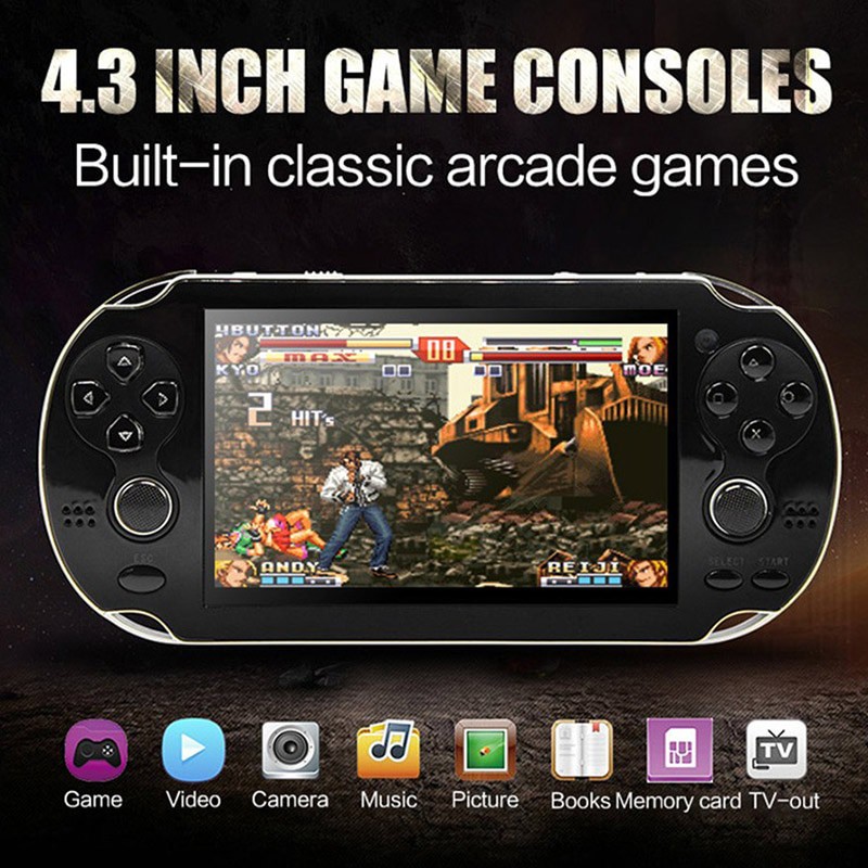 PSP เกมแบบพกพาคอนโซลจริง 8 กิกะไบต์กล้องเกมวิดีโอสำหรับของขวัญ 4.3 inch ...