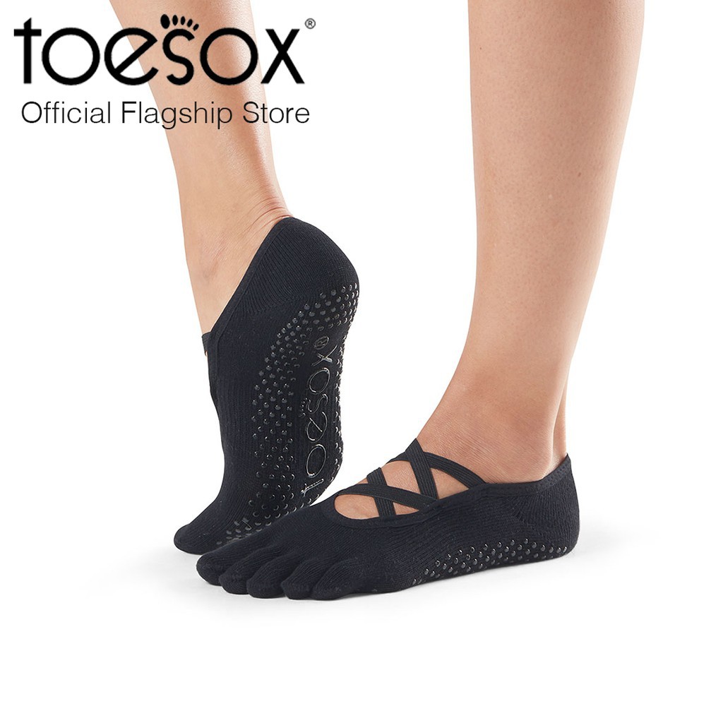 ToeSox โทซอคส์ ถุงเท้ากันลื่น ถุงเท้าพิลาทิส แยกนิ้วสายไขว้ ดีไซน์ปิด ...