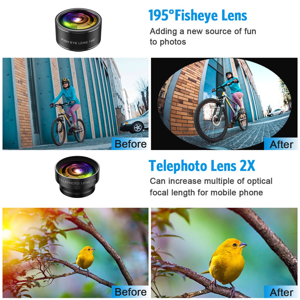 Phone Camera Lens 9 in 1 Phone Lens Kit 0.36X 0.63X Super Wide Lens 15X ...