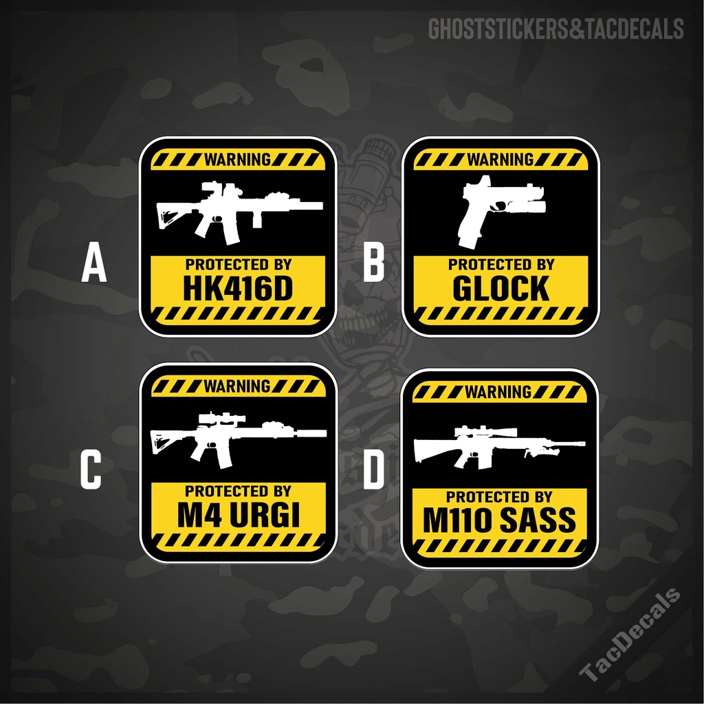 [04]สติกเกอร์รูปปืนHK416D/Glock MOS/M4 URGI/M110 SASS สติกเกอร์tactical ...