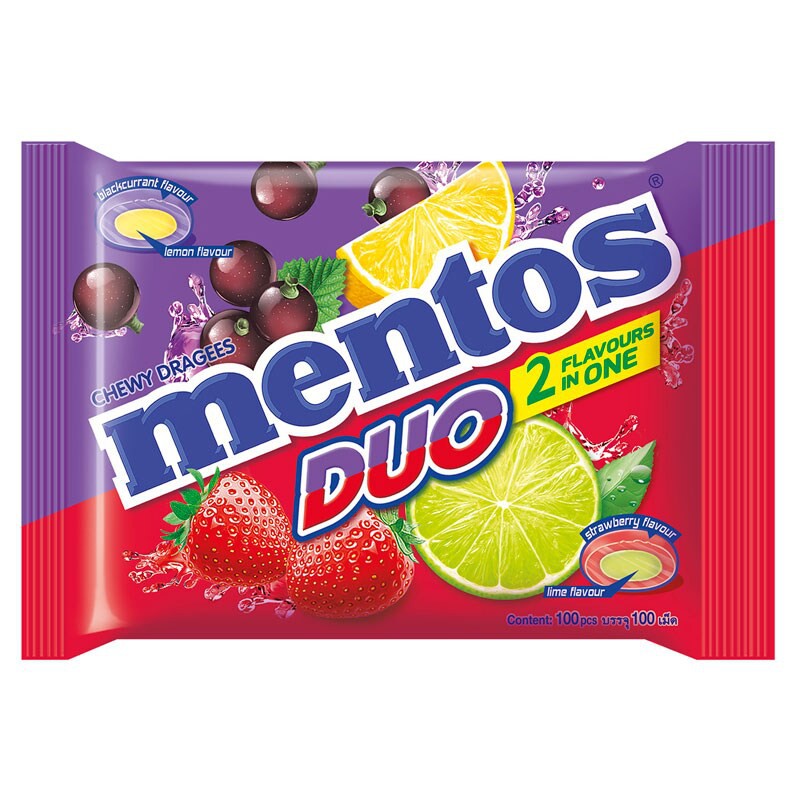ลูกอมดูโอ้ (ถุง100เม็ด) เมนทอส Duo Candy (100 bags) Mentos | Shopee ...