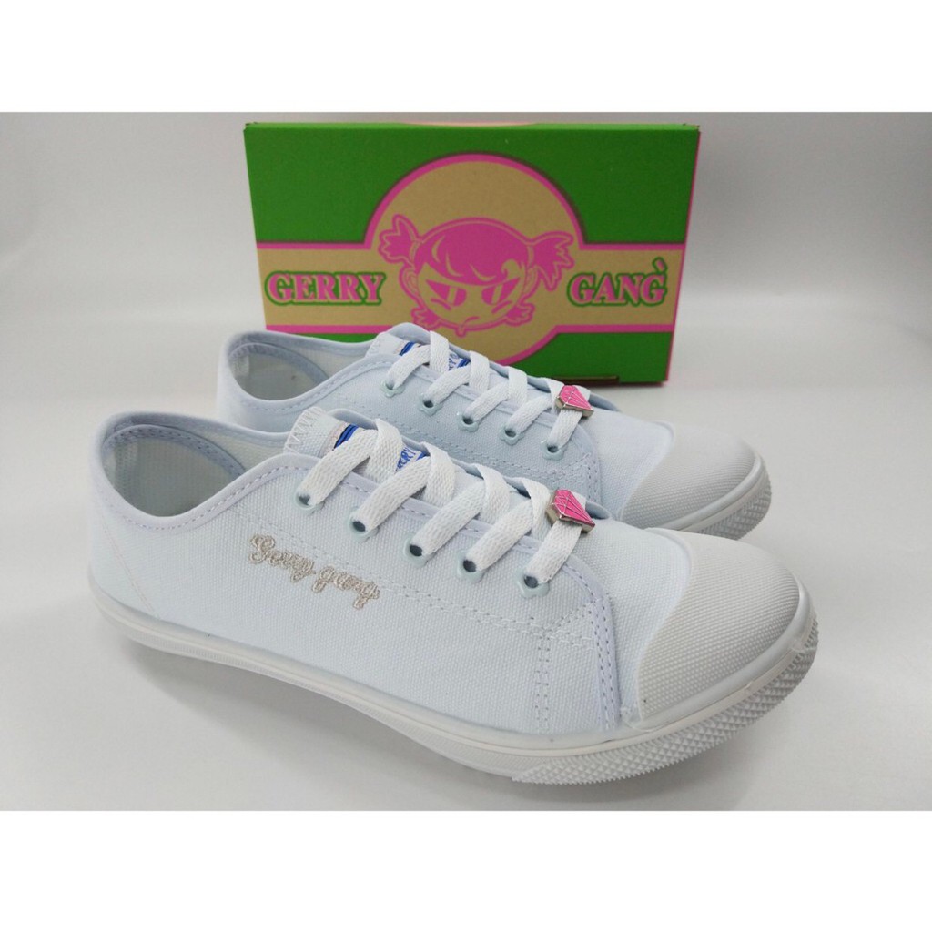 Gerry Gang รองเท้าผ้าใบนักเรียน รองเท้าพละ ผ้าใบขาว รุ่นF499 | Shopee ...