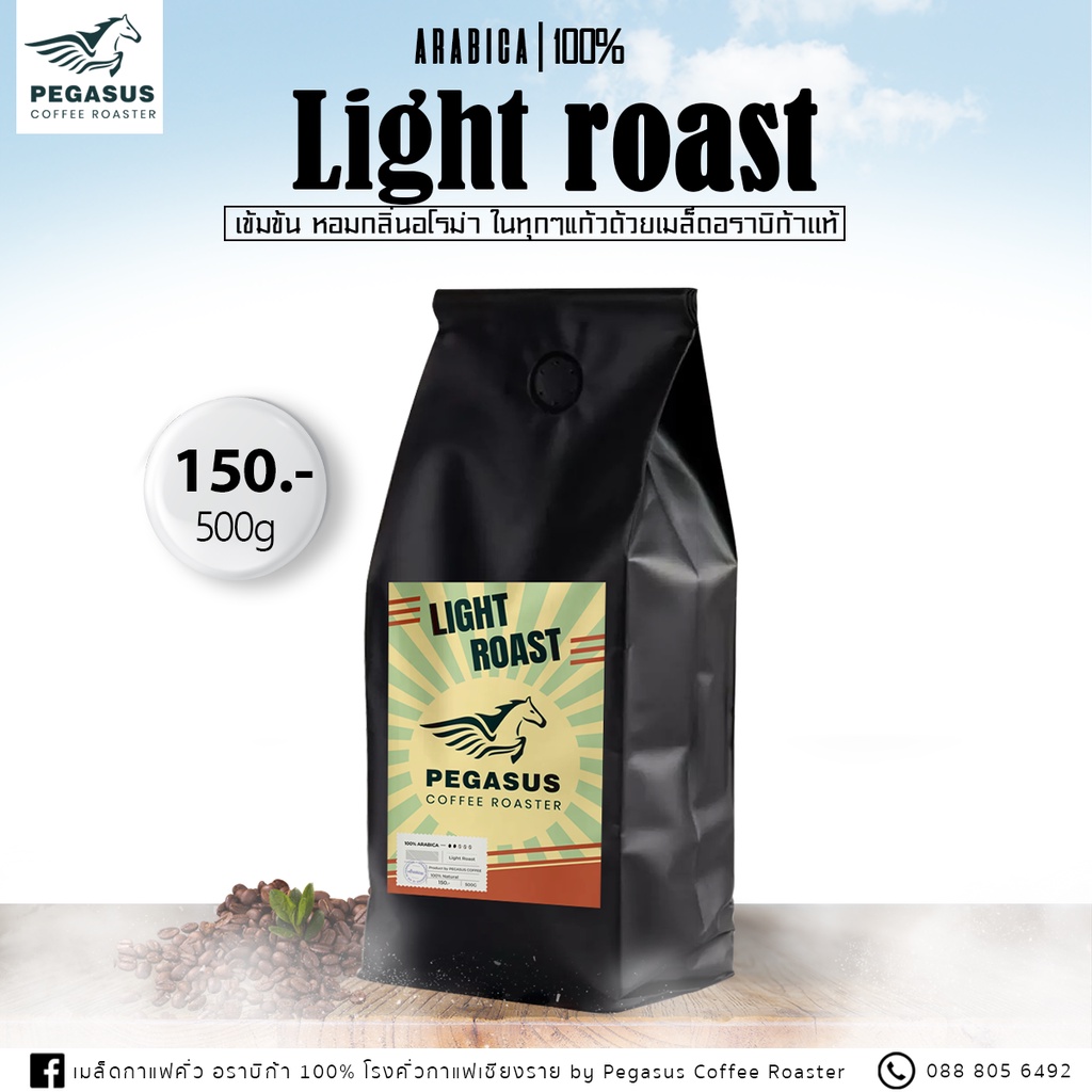 เมล็ดกาเเฟคั่วอราบิก้า Light Roast by Pegasus coffee | Shopee Thailand