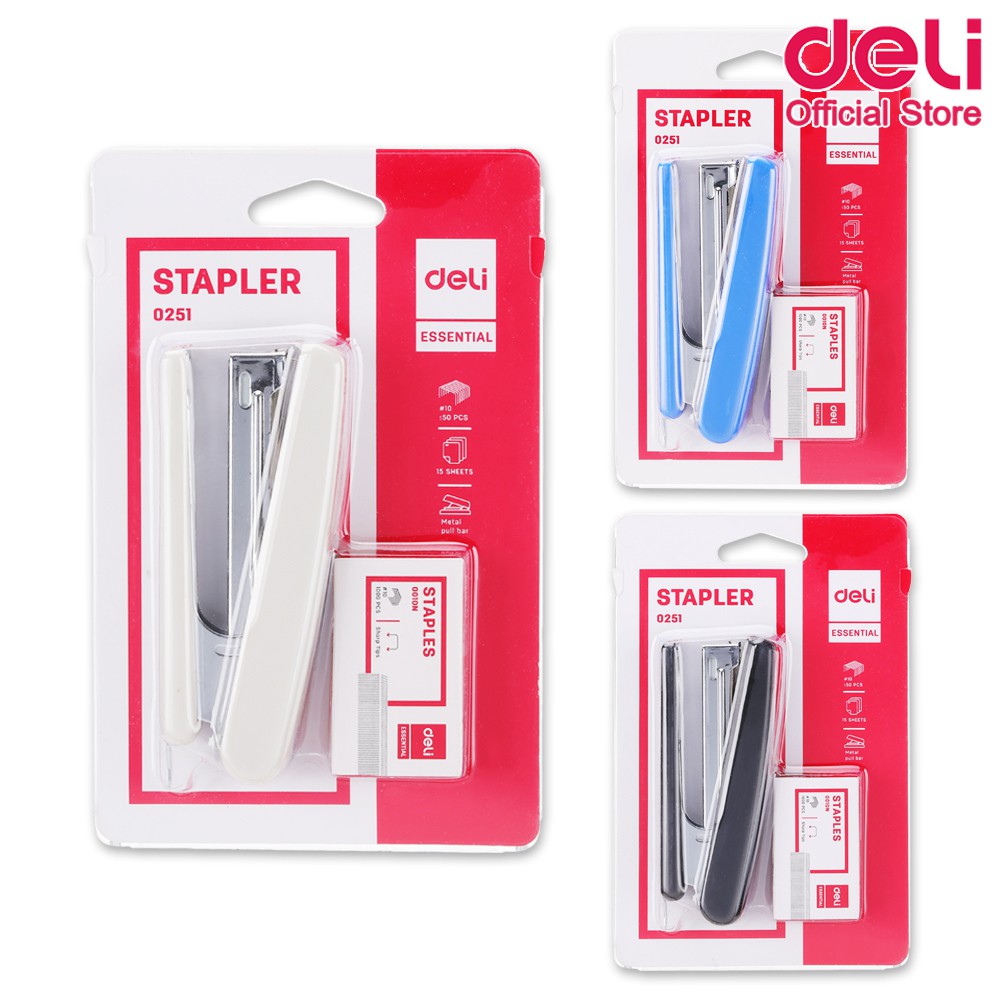 Deli 0251 #10 Stapler ชุดที่เย็บกระดาษ เบอร์ 10 (คละสี 1 ชิ้น) อุปกรณ์สำนักงาน เครื่องเขียน ...