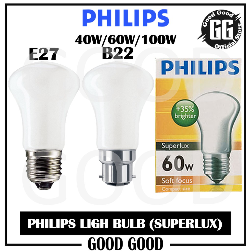 Philips Superlux ซอฟท์โฟกัส ขนาดกะทัดรัด E27 100W 60W 40W E50 E60 สีวอร์มไวท์ สีเหลือง (E27/ B22 ...