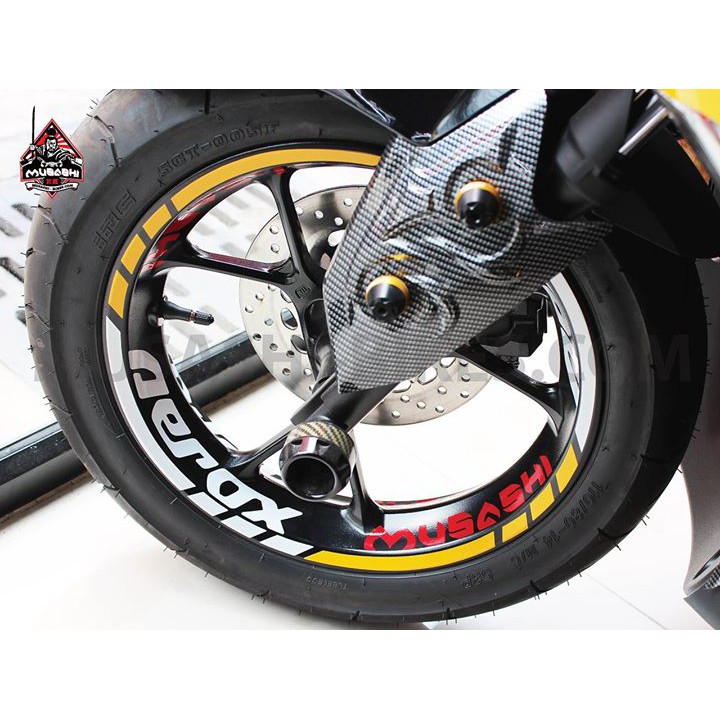 สติกเกอร์ติดล้อ Aerox Wheel Sticker Rim Stiker Musashi for Yamaha Aerox ...