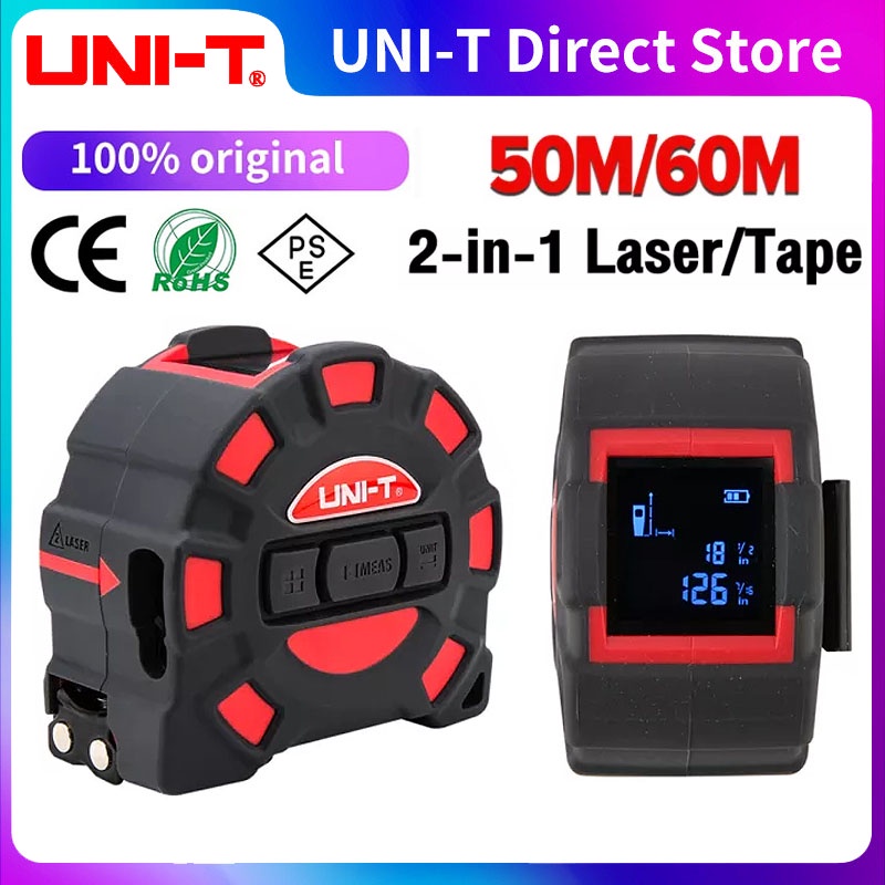 Uni-t ตลับเมตรเลเซอร์ LM40T LM50T 50 เมตร 50 เมตร 50 เมตร ยืดหดได้ ...