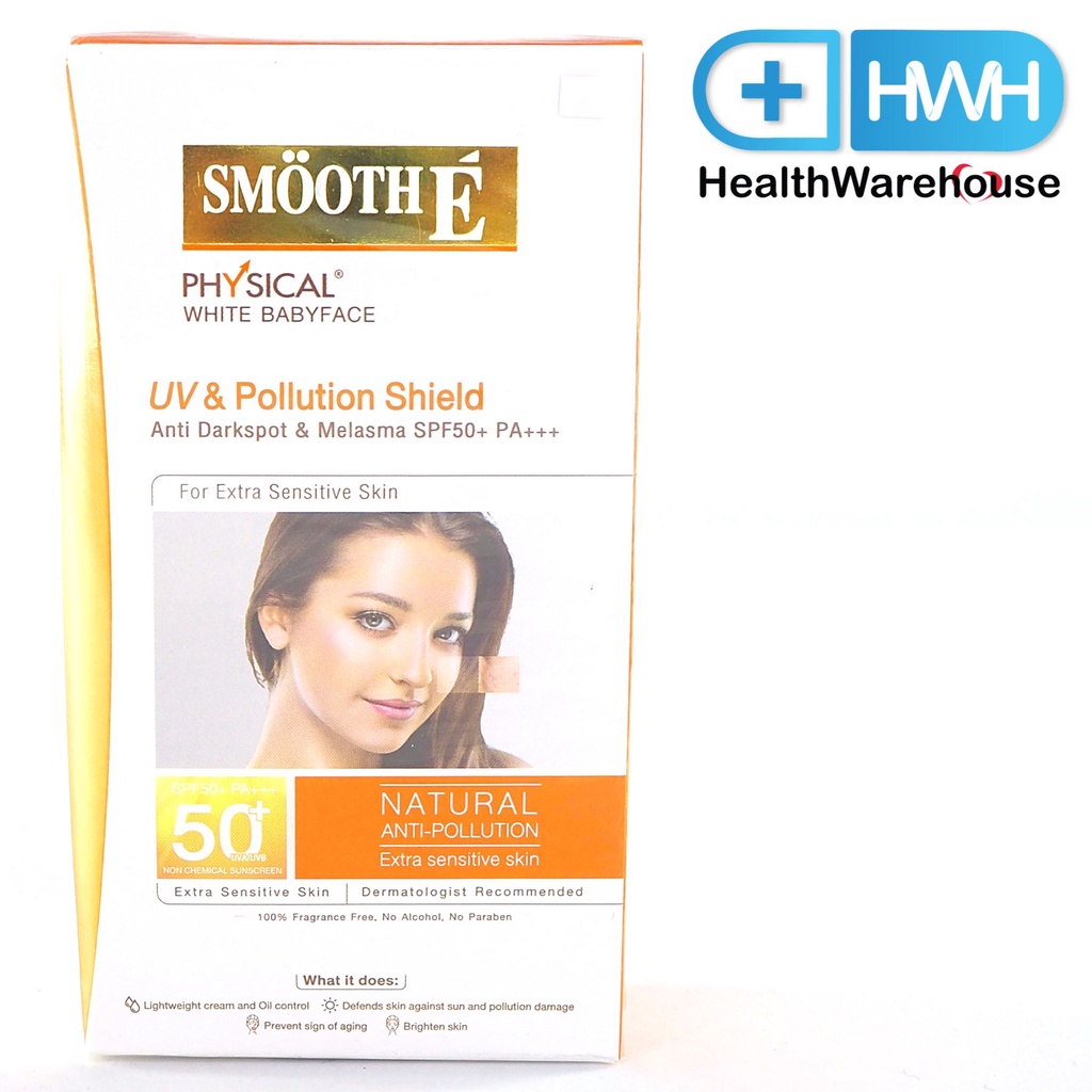 Smooth E Physical White Baby Face UV & Pollution Shield SPF50+ PA+++ 18 ...