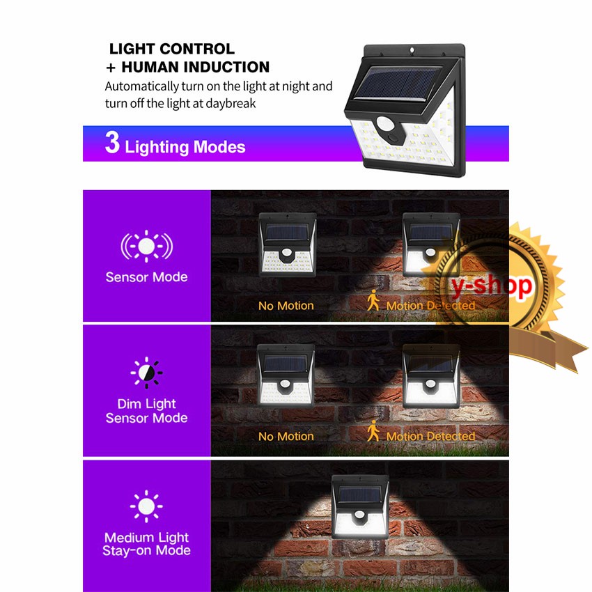 * Warm white light * 40led 3 โหมด Solar motion sensor light led ...