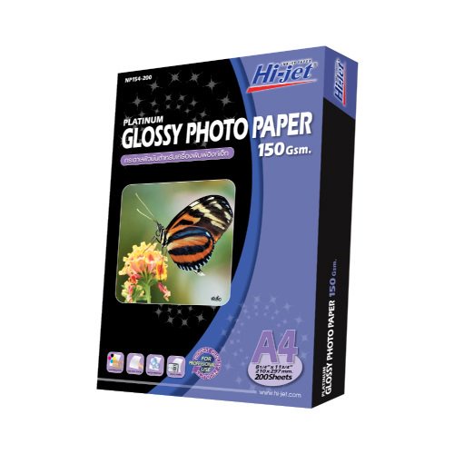 Hi-jet กระดาษโฟโต้ ผิวมัน Inkjet Platinum Glossy Photo Paper 150 แกรม ...