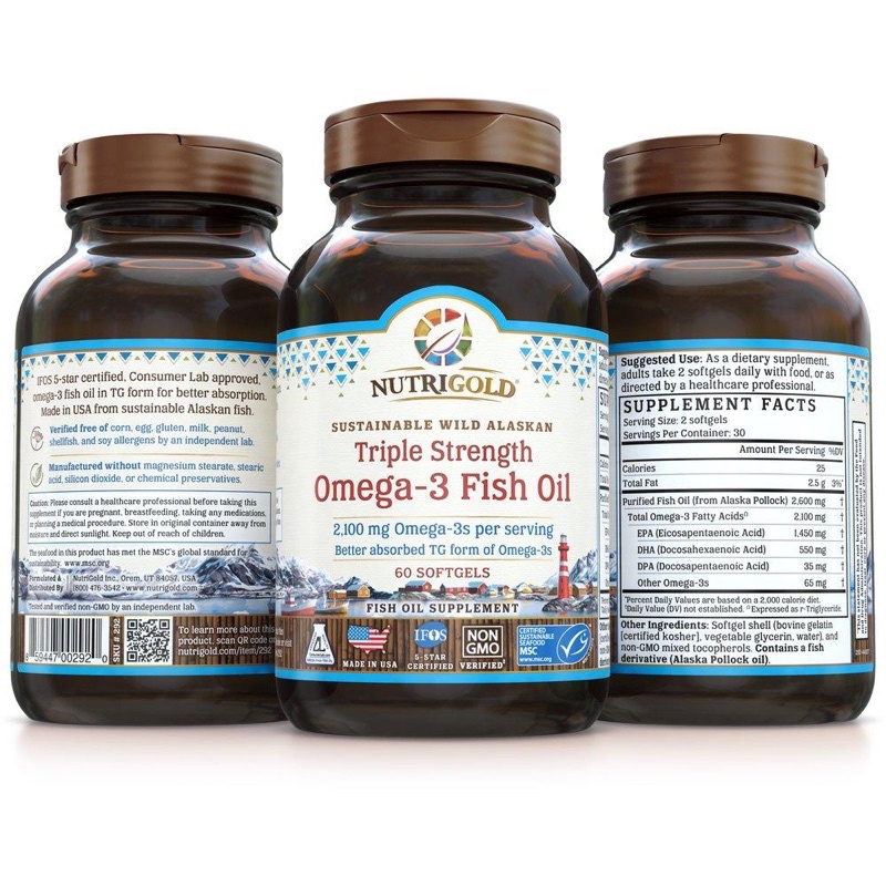 {พรีออเดอร์ 🚚 แท้💯 } NutriGold Triple Strength Omega-3 Fish Oil (60 ...