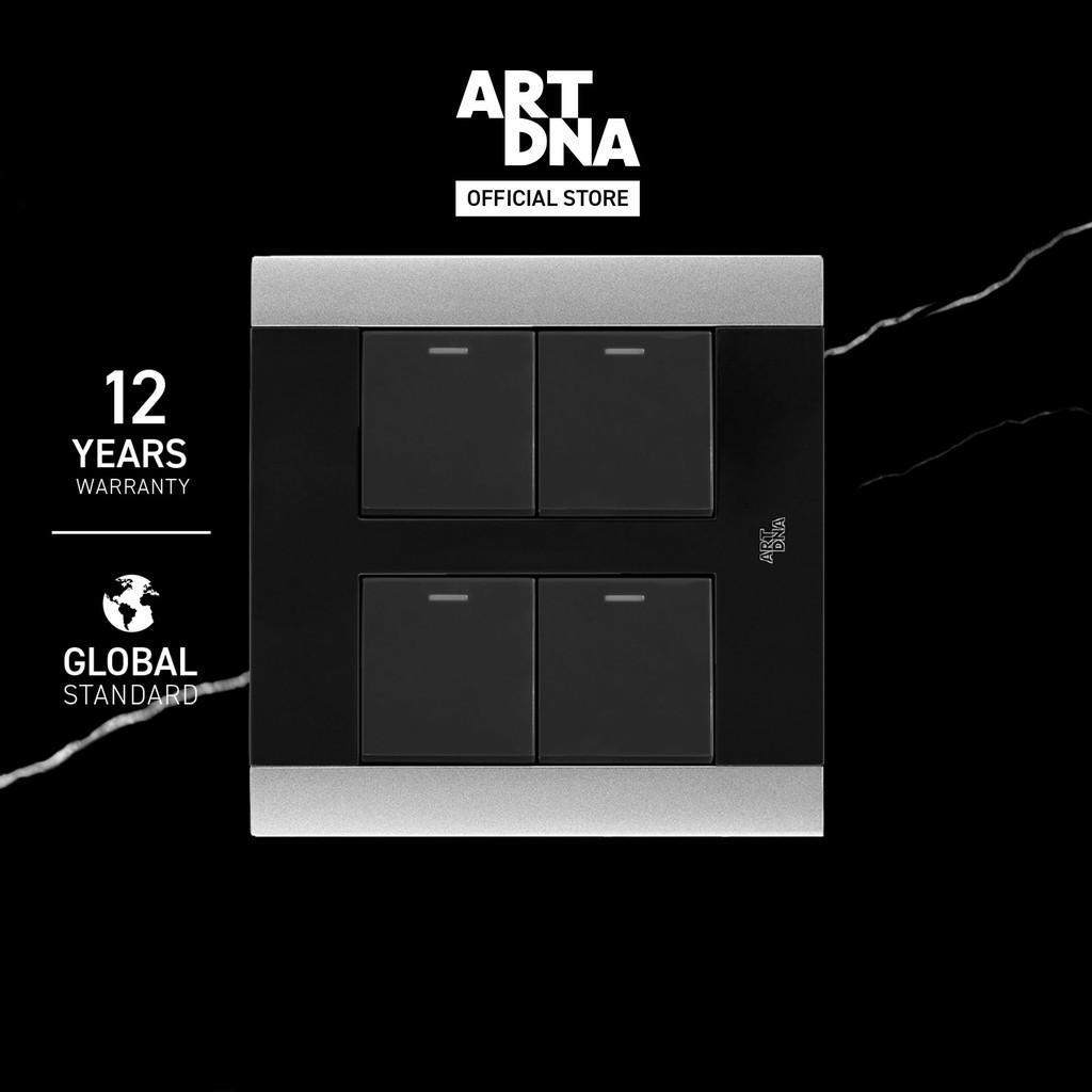 ART DNA รุ่น A88 Switch 1 Way 4 Gang Size M ขนาด 4x4 สีซิลเวอร์ ปลั๊กไฟโมเดิร์น ปลั๊กไฟสวยๆ ...