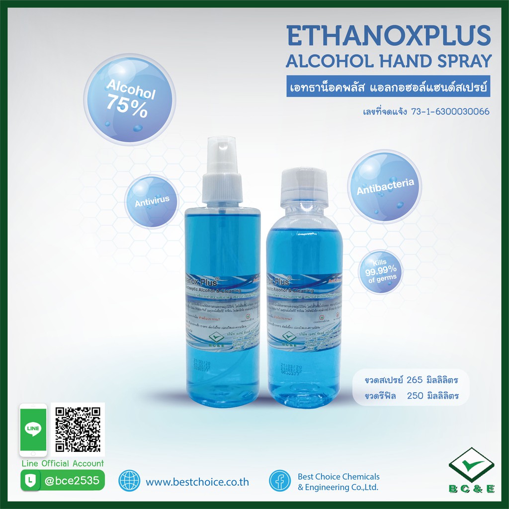 Ethanox plus สเปรย์แอลกอฮอล์75% Alcohol hand spray (food grade ...