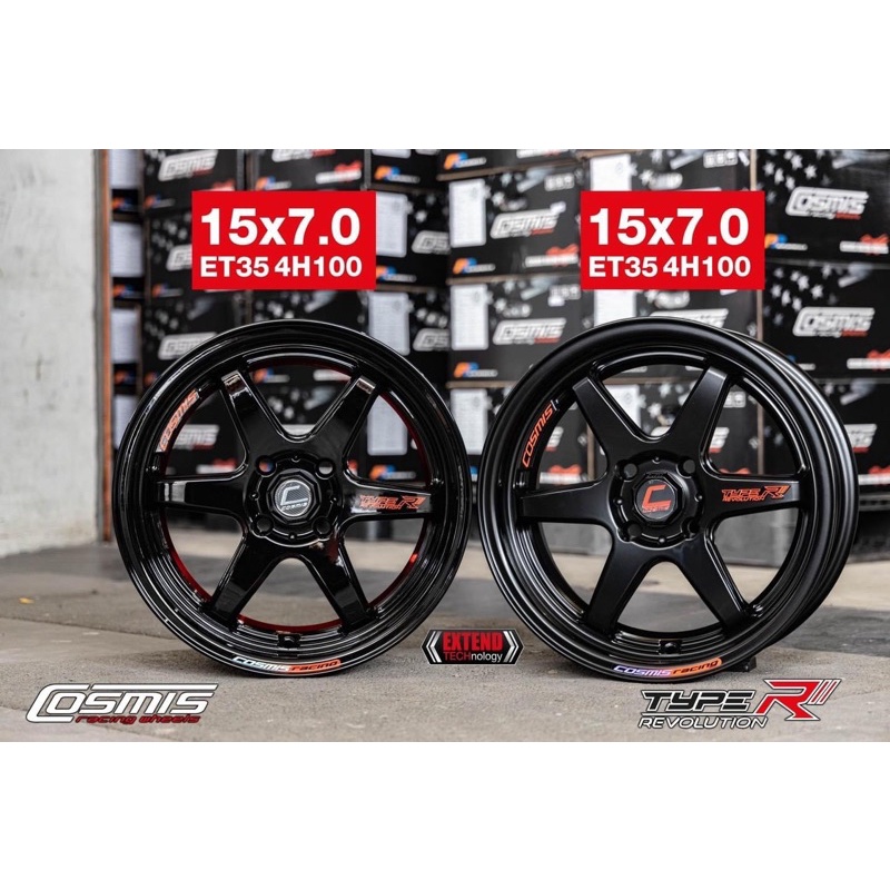 ล้อแท้ Cosmis type R ขอบ15 4รู100 สีดำขอบเงา เบาทนทาน | Shopee Thailand
