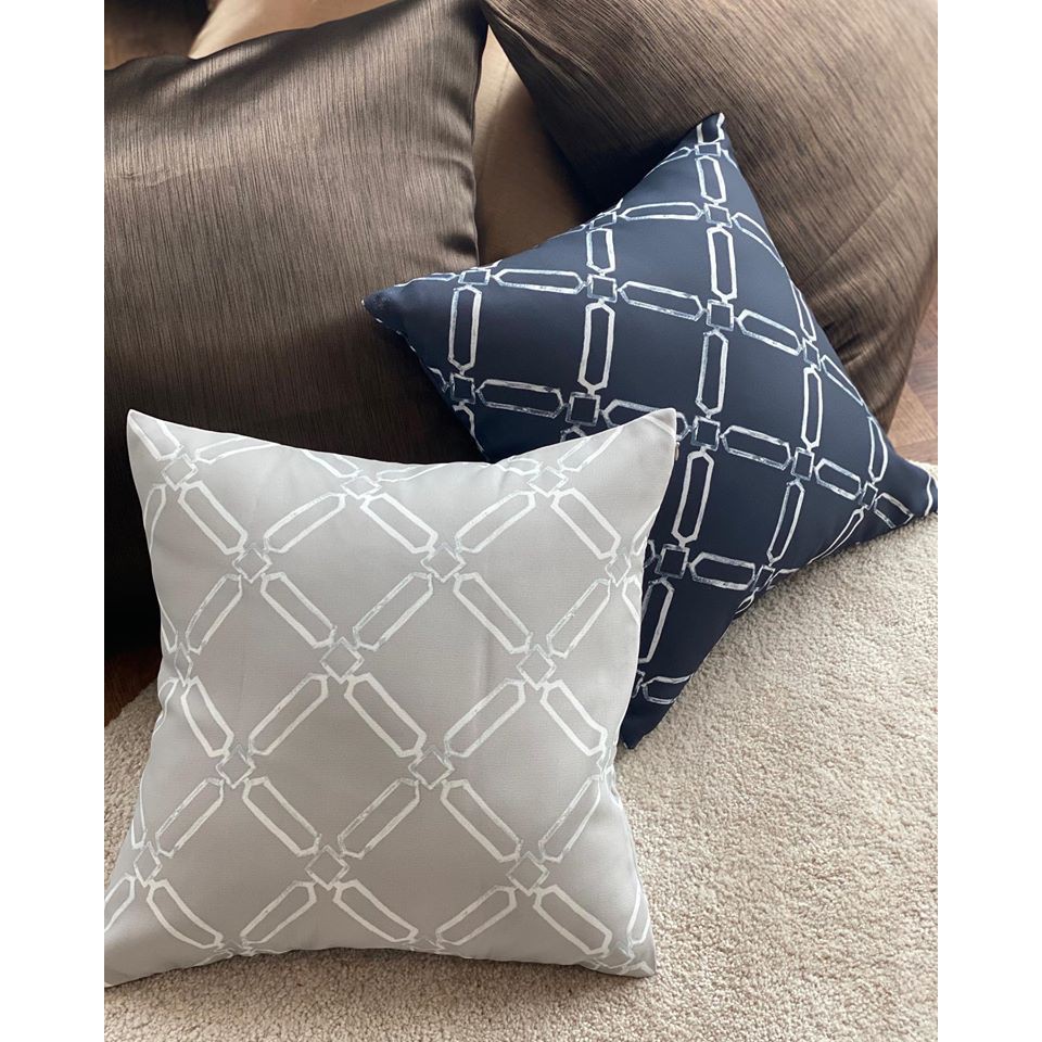 PUSANI - หมอนอิง ลายกราฟฟิก ลายกังหัน สีกรมท่า,เบจ ขนาด 45x45 cm พร้อม ...