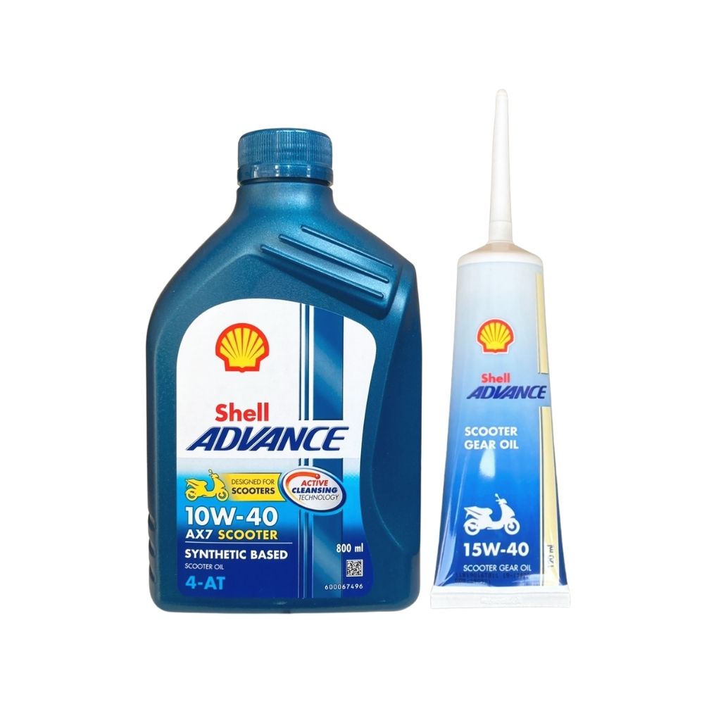 Shell AX7 Scooterr 10W-40 ขนาด 0.8 ลิตร + น้ำมันเฟืองท้าย Shell ...