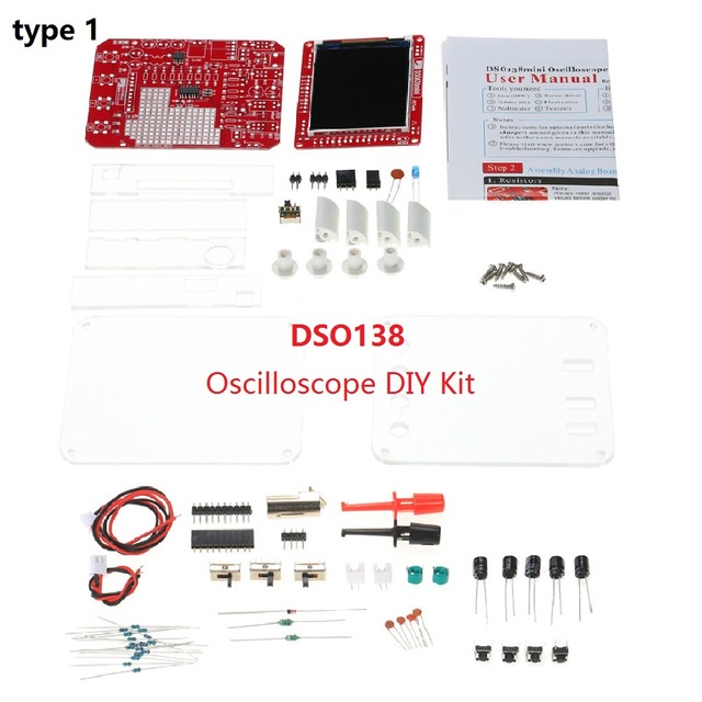 DSO 138 2.4 "TFT Digital Oscilloscope DIY Kit ไม่บัดกรี 200KHz การเรียน ...