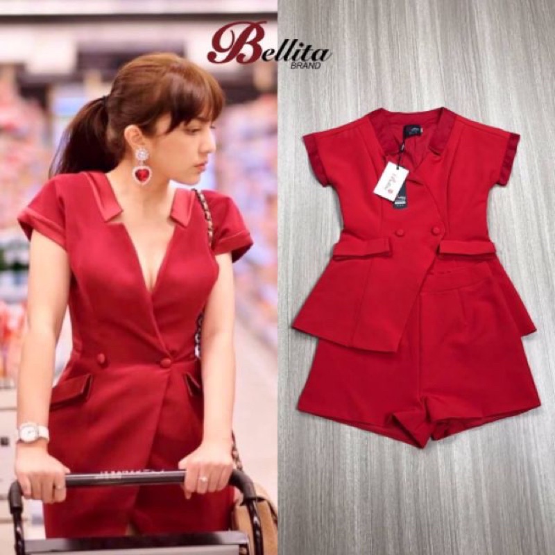 มือ2 ใส่ครั้งเดียว ชุดเซทสีแดง งานป้าย Bellita | Shopee Thailand