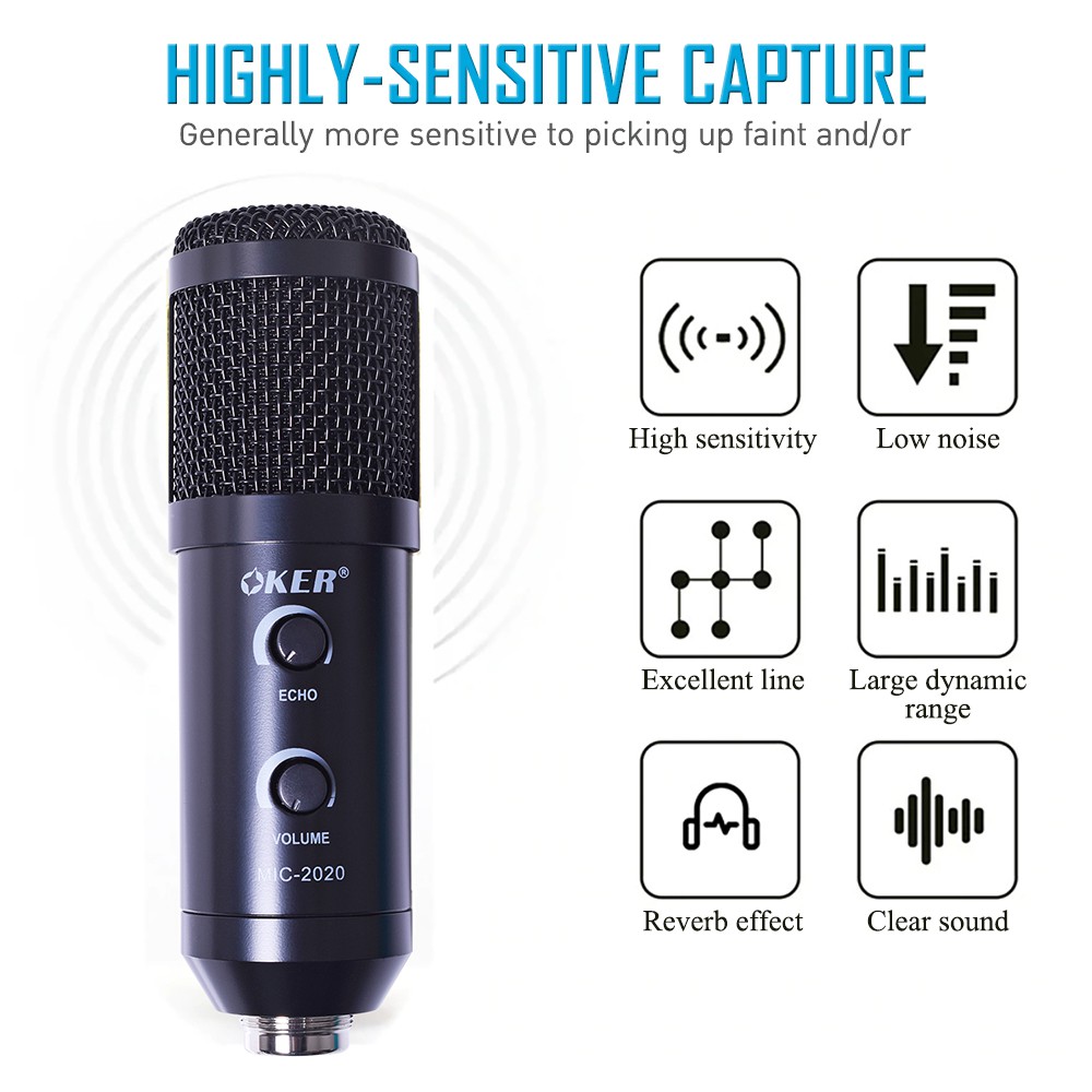 OKER SMART MICROPHONE (รุ่น MIC-2020) Microphone Condensor USB ไมโครโฟน ...