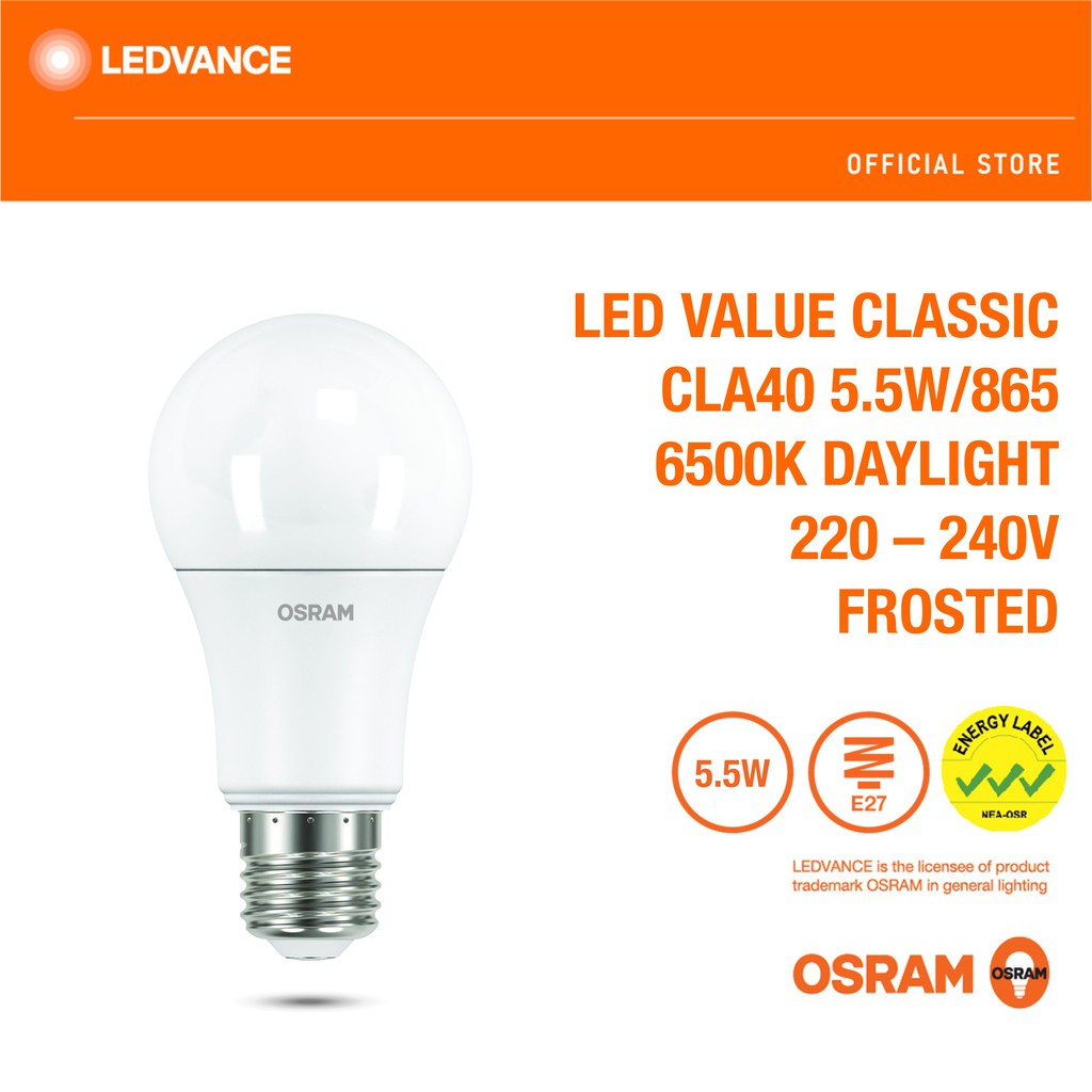 Osram LED Value Classic A40 E27 5.5w หลอดไฟฝ้า | Shopee Thailand