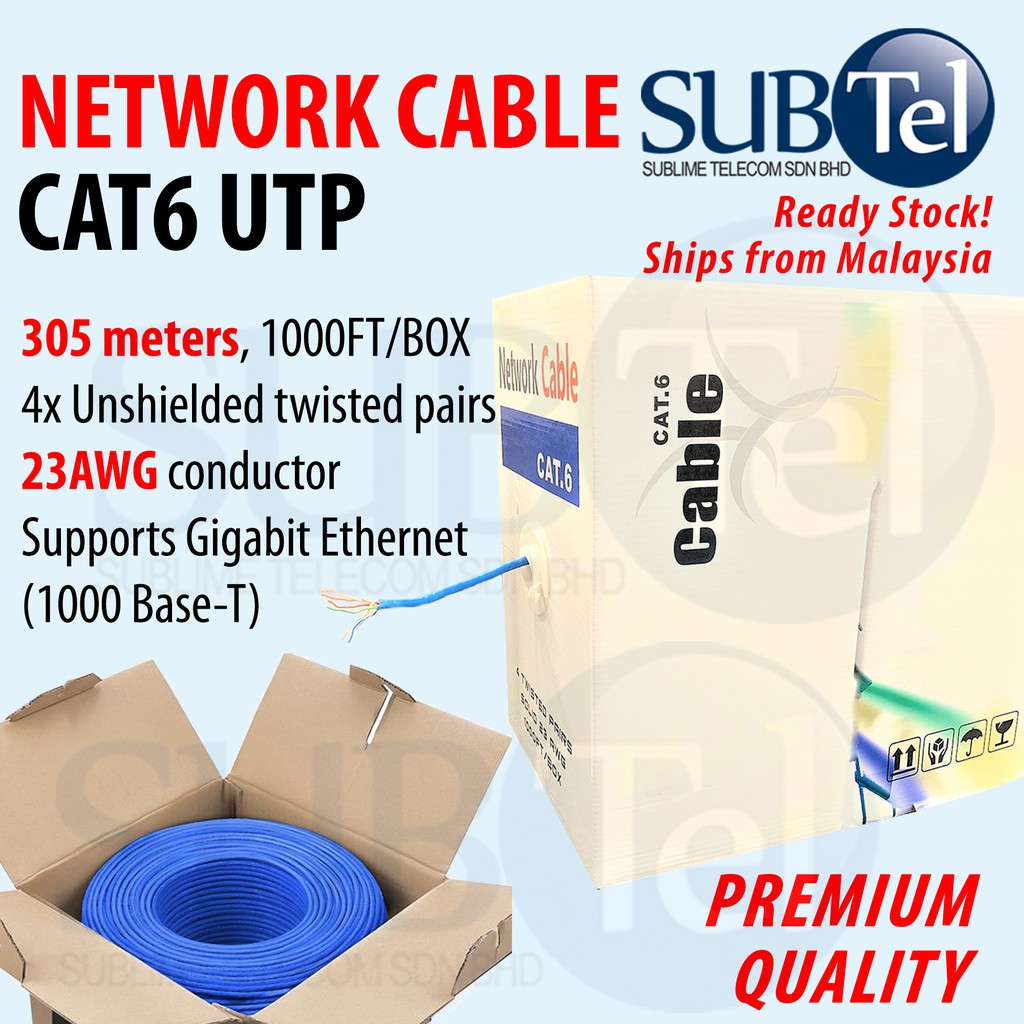 Sentec Cat6 UTP สายเคเบิลเครือข่ายอีเธอร์เน็ต LAN 305 เมตร 305 เมตร ...