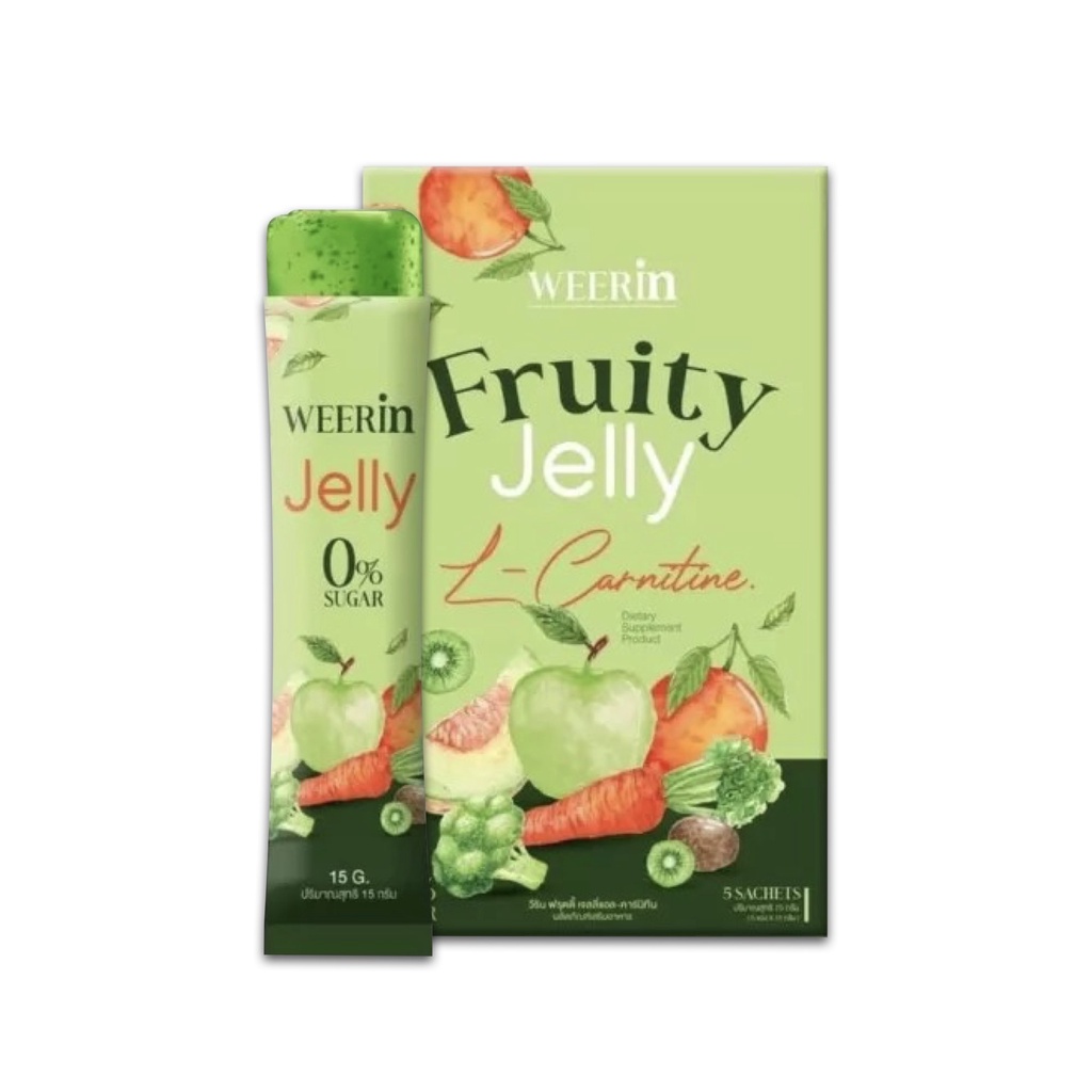 ฟรุตตี้เจลลี่[เขียว] สูตรคุมหิว Weerin Fruity Jelly L-Carnitine 1กล่อง ...