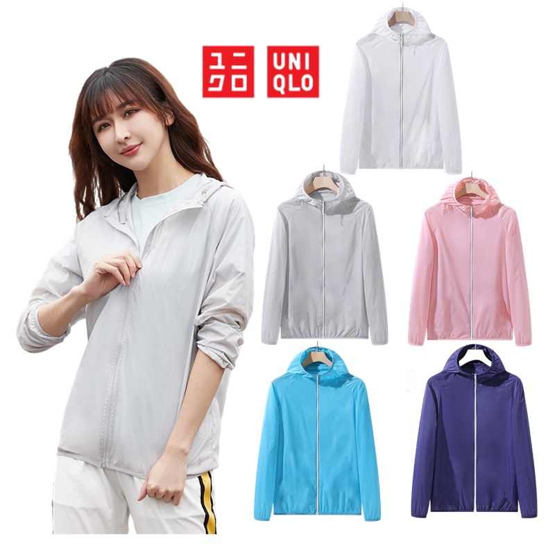Uniqlo เสื้อแจ็กเก็ต แขนยาว มีฮู้ด มีซิป ป้องกันรังสียูวี UPF 50+ สําหรับผู้หญิง | Shopee Thailand