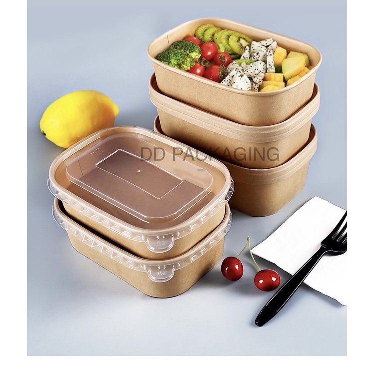 DEDEE กล่องกระดาษคราฟท์ใส่อาหารพร้อมฝาPP ยกลัง(300ชุด) ขนาด580ml/750ml/880ml/1000ml | Shopee ...