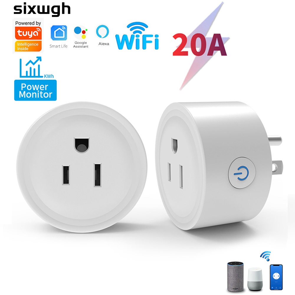 SIXWGH 16A Tuya ซ็อกเก็ต Wifi สมาร์ทซ็อกเก็ต smart socket US Plug Timer ...