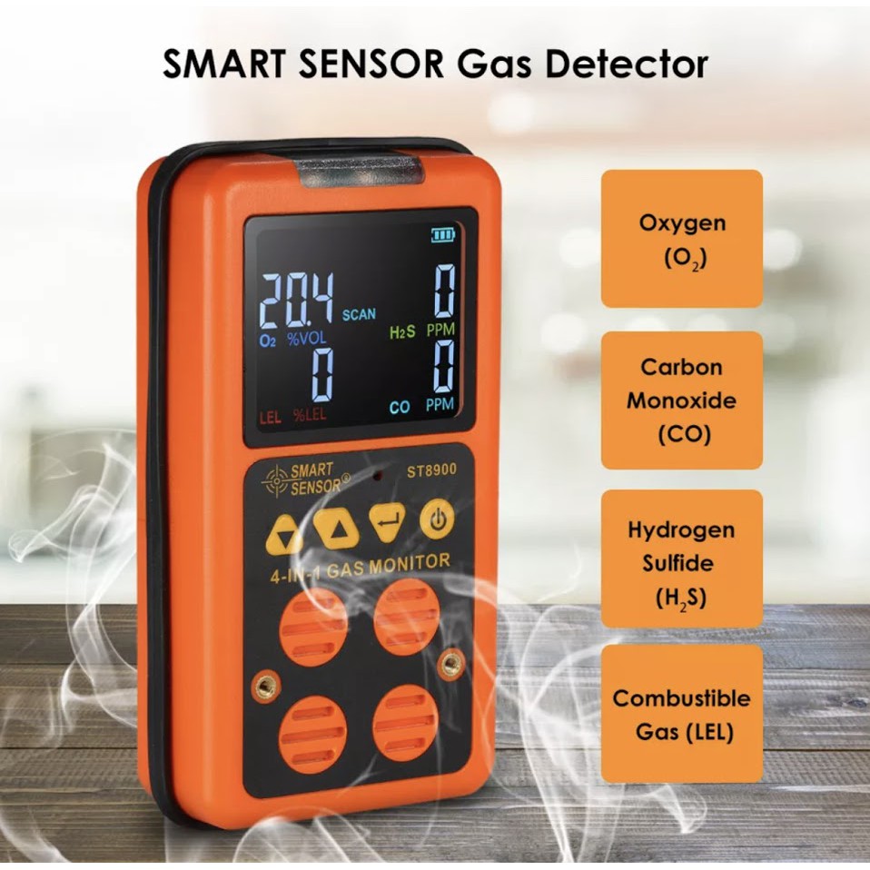 ของแท้100% SMART SENSOR 4 in 1 เครื่องตรวจจับก๊าซ O2 H2S CO LEL เครื่อง ...