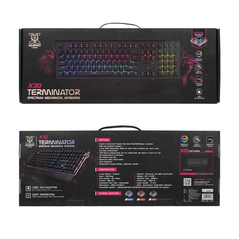NUBWO GAMING KEYBOARD X30 BLUE-SW RGB BLACK (2Y) (GMK-000417) คีย์บอร์ด ...