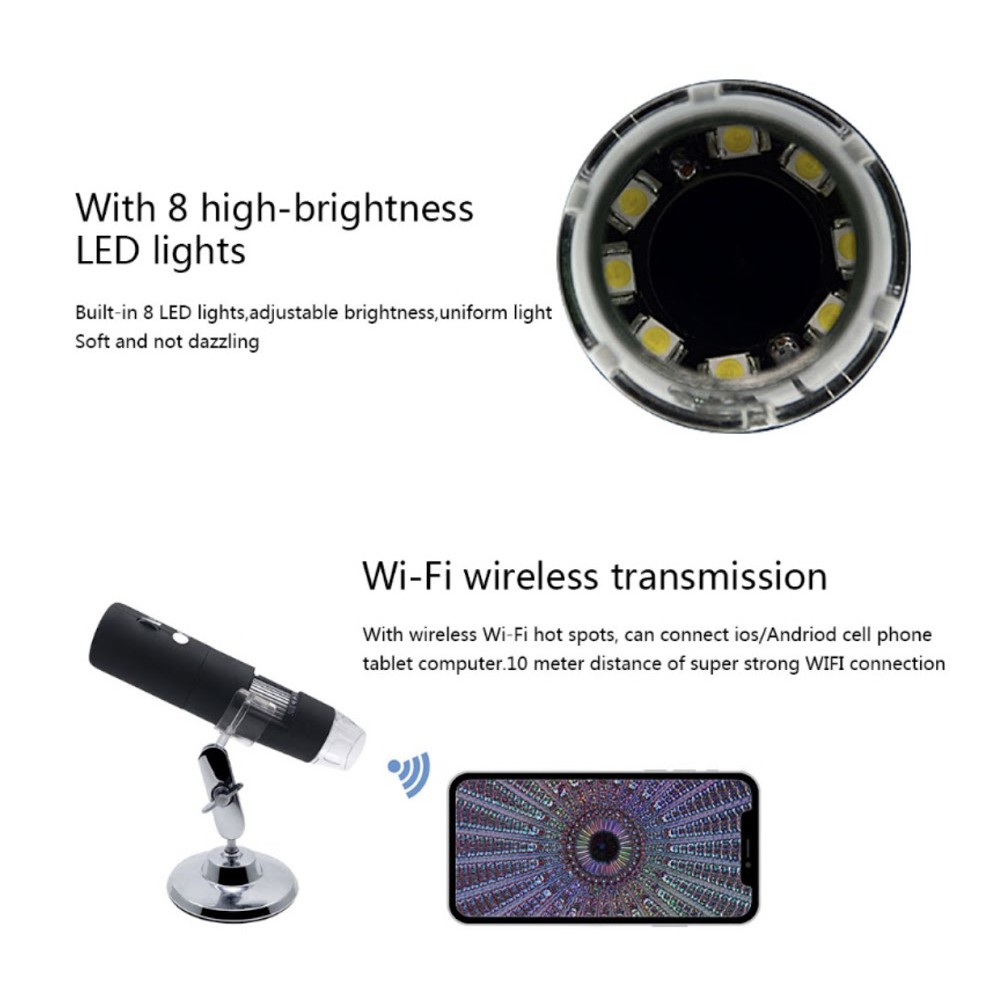 สินค้าพร้อมส่ง HD 1080P WIFI ดิจิตอล 1000X USB กล้องจุลทรรศน์แว่นขยาย ...