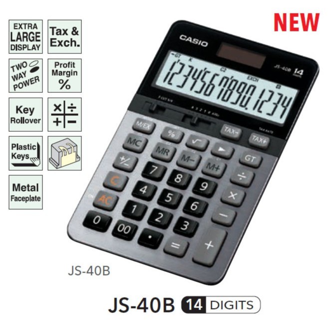 เครื่องคิดเลข CASIO JS-40B Plus 14หลัก (ของแท้ รับประกัน 2 ปี) | Shopee Thailand