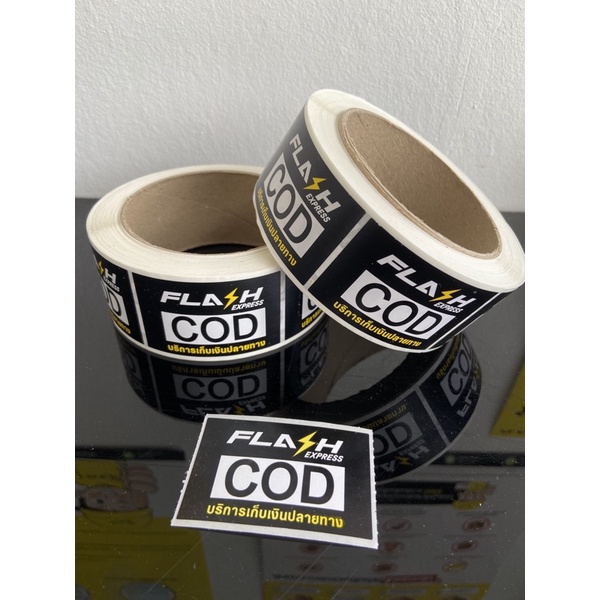 🚚พร้อมส่ง⚡️สติ๊กเกอร์ COD แฟลช เอ็กเพรส Flash Express 1000ดวง/ม้วน ...