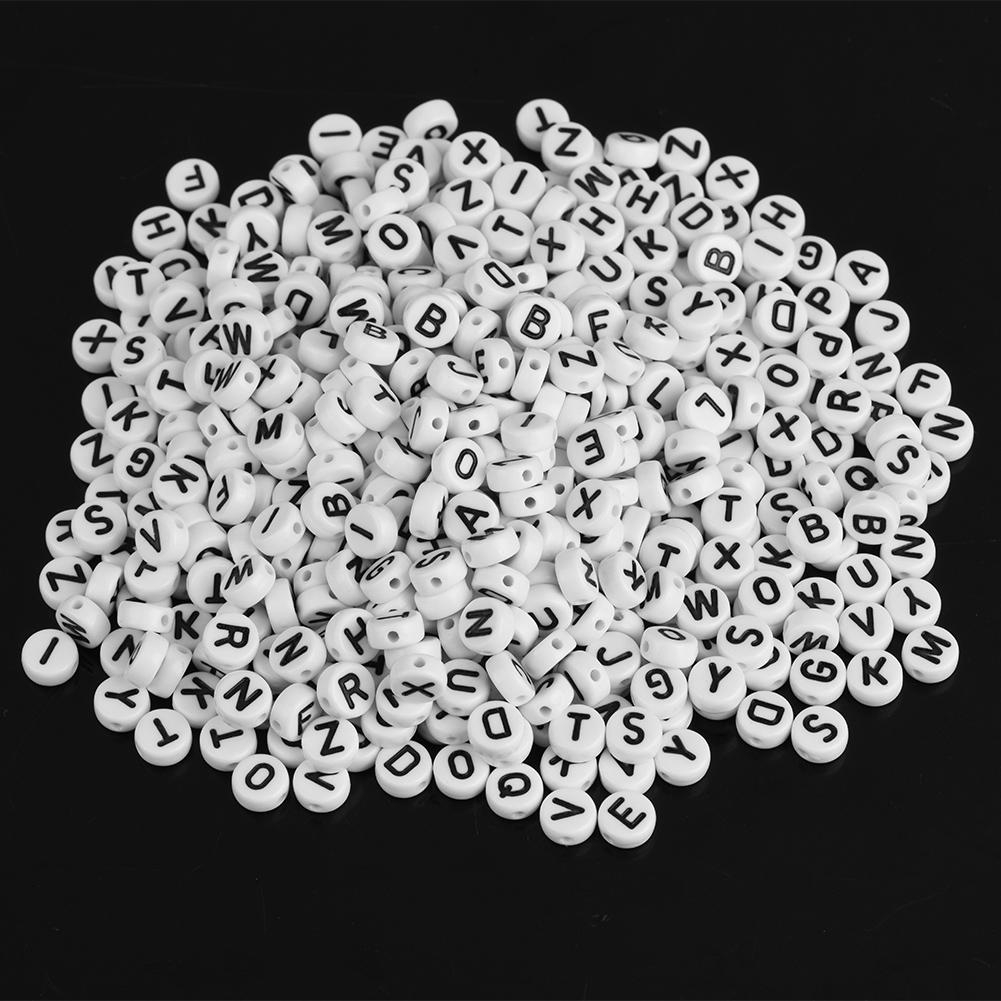 Superparis 500Pcs Round Acrylic Single Letter Beads A-Z White DIY ...