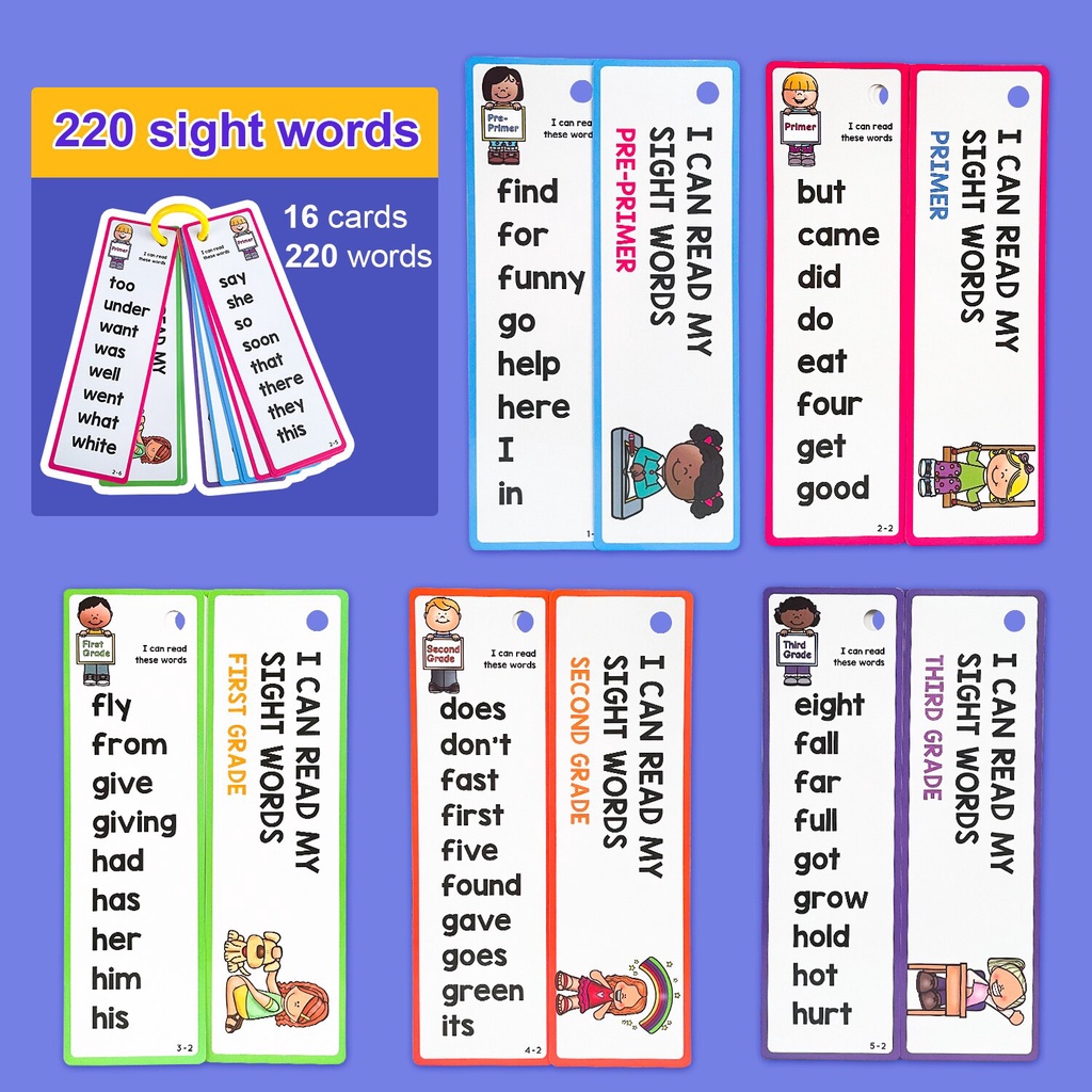 220 Dolch Sight Words English Flashcards การ์ดของเล่นสําหรับเด็กเพื่อ ...