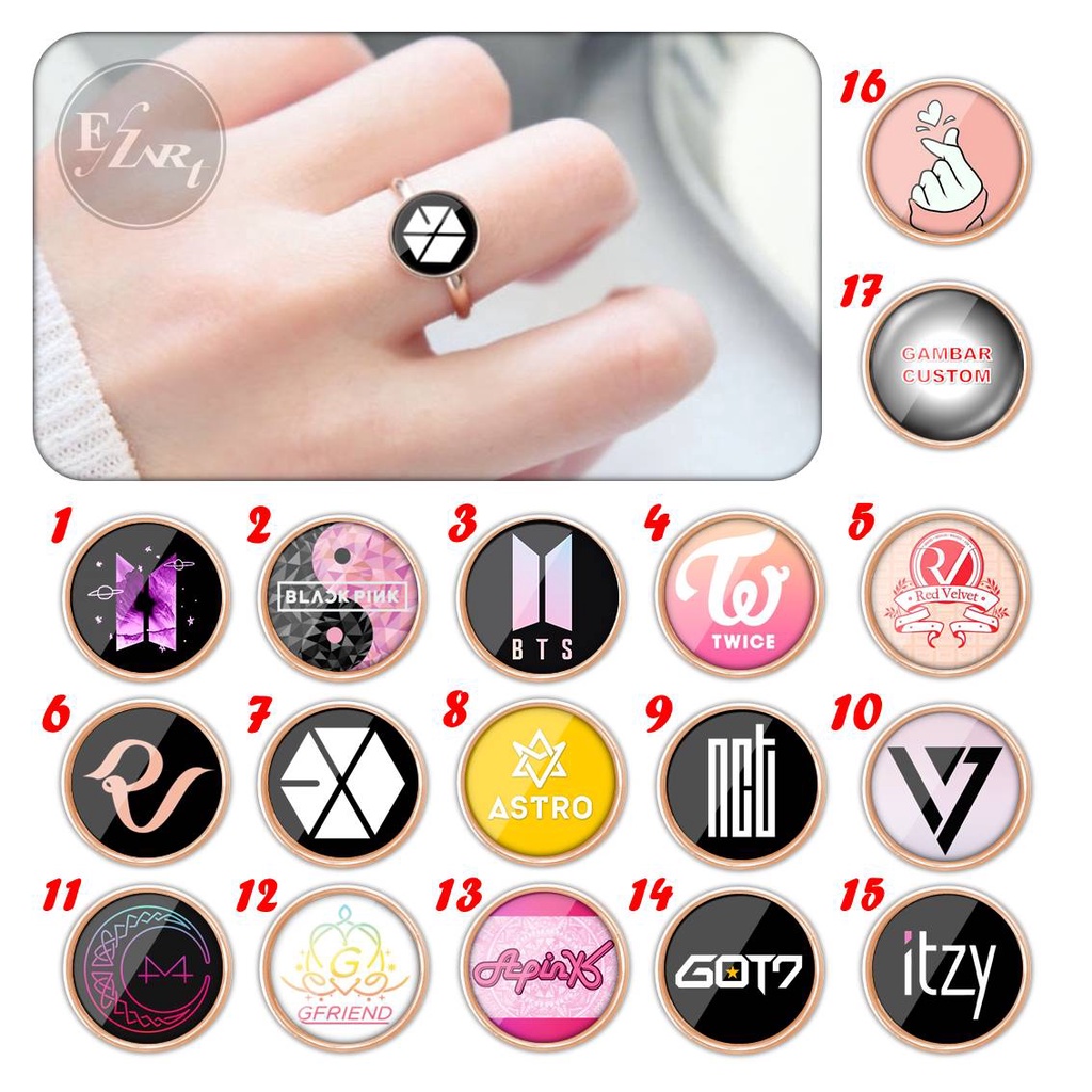 [EZArt] Custom ROSE GOLD RING LOGO BTS, Blackpink, Twice, RV, EXO, GOT7 ...