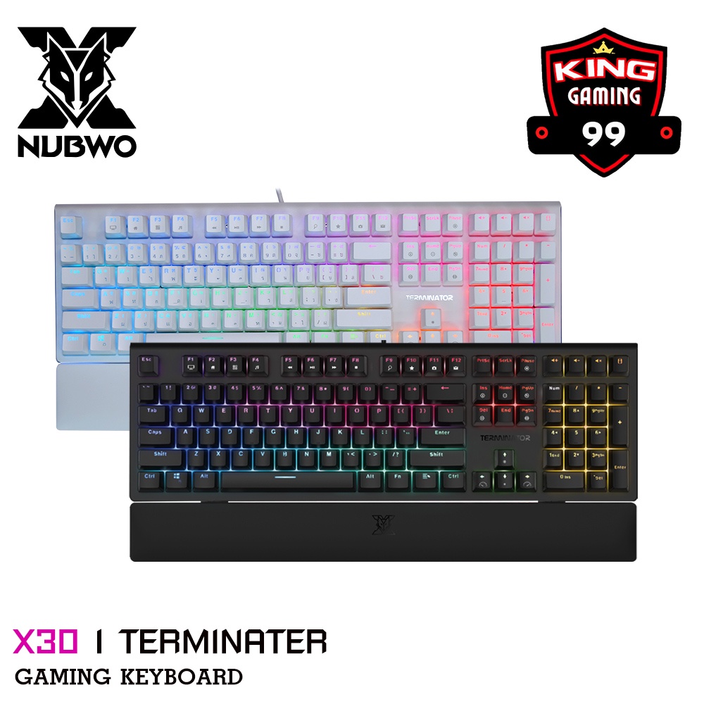 คีย์บอร์ดเกมมิ่ง NUBWO X30 TERMINATOR White RGB Mechanical Gaming ...