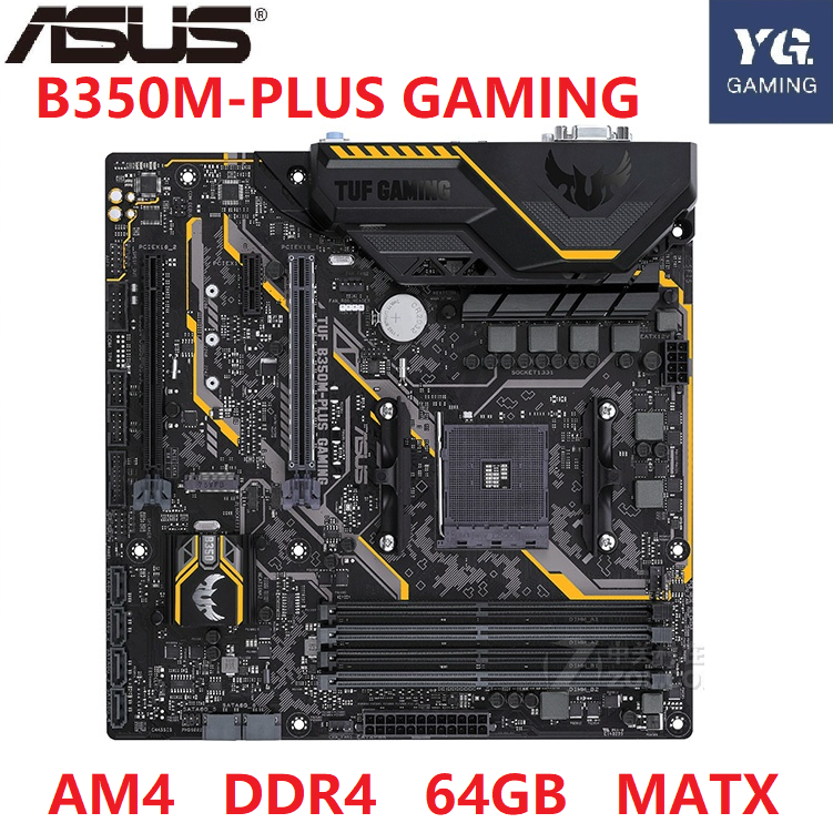 B350M-PLUS GAMING เมนบอร์ดซ็อกเก็ต AM4 DDR4 64GB สําหรับ AMD B350M ...