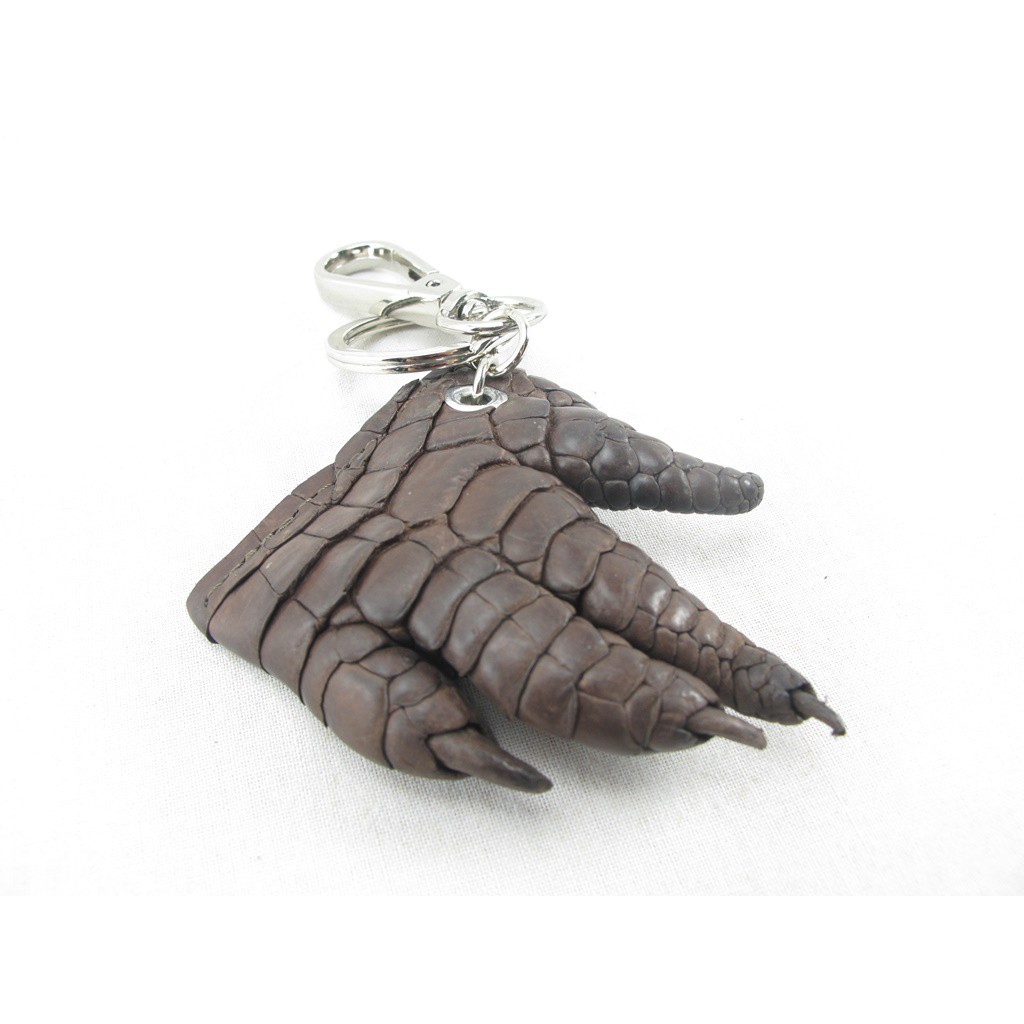 พวงกุญแจ เท้าจระเข้ หนังจระเข้ สีน้ำตาล Genuine Brown Claw Crocodile ...