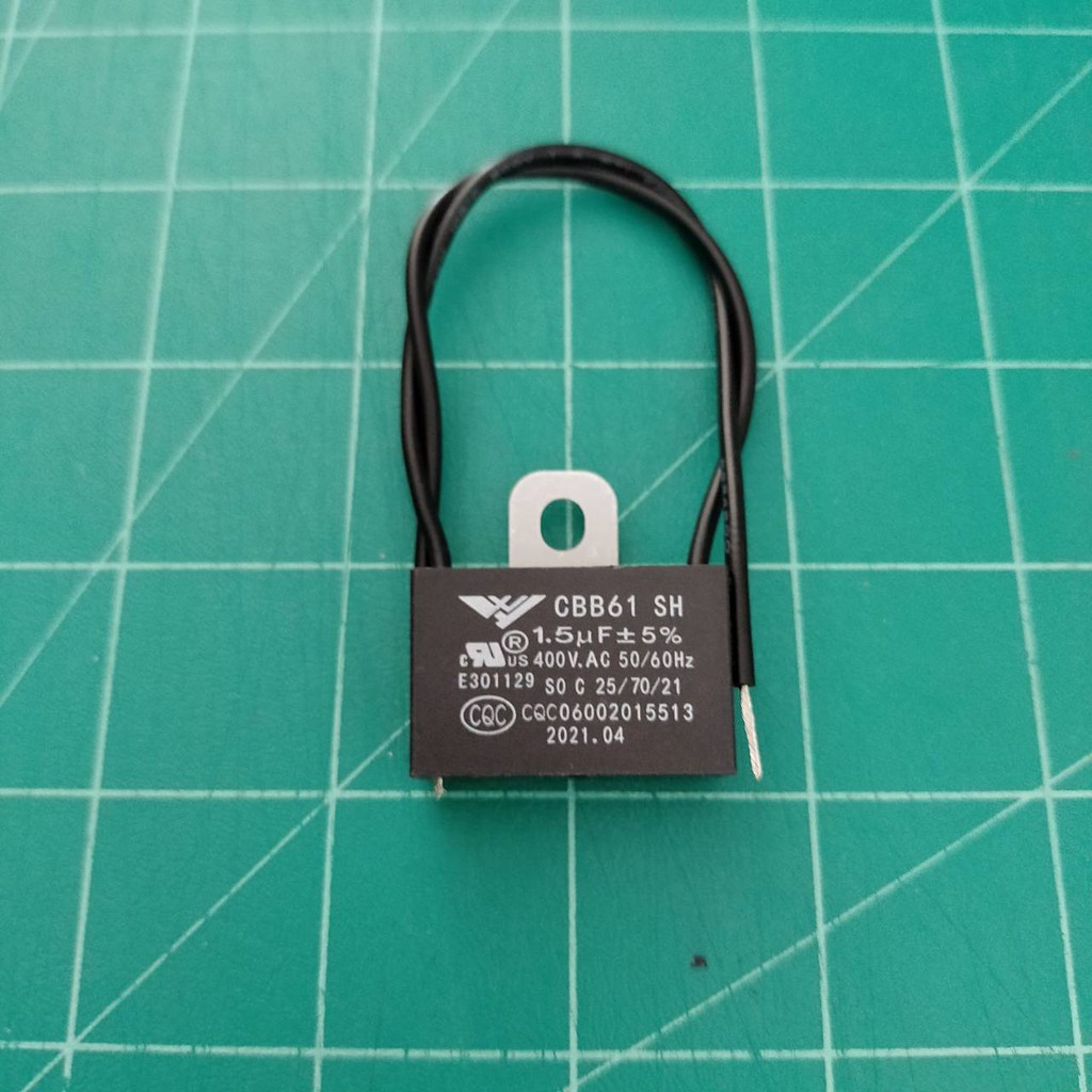 คาปาซิเตอร์ Capacitor C พัดลม 400V 1.5uF 1.8uF 2uF #ปีกนก-สายไฟ (1 ตัว) | Shopee Thailand