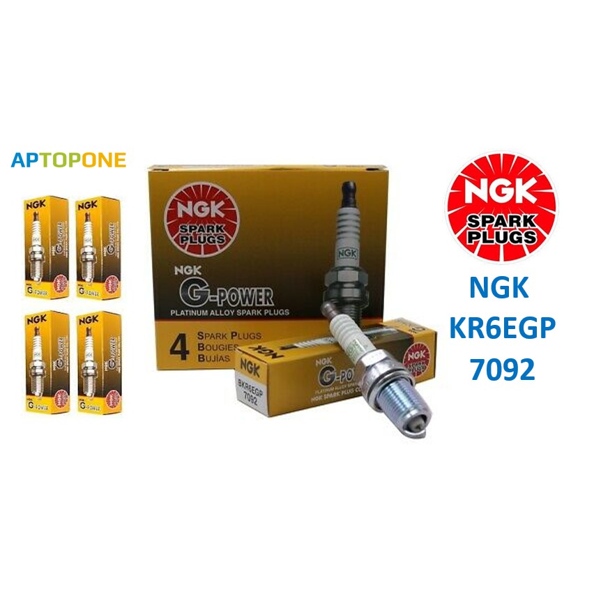 หัวเทียน ยี่ห้อ NGK BKR6EGP 7092 (G-Power Platinum) NGK แท้ 100% (1ชุด/ 4หัว) | Shopee Thailand